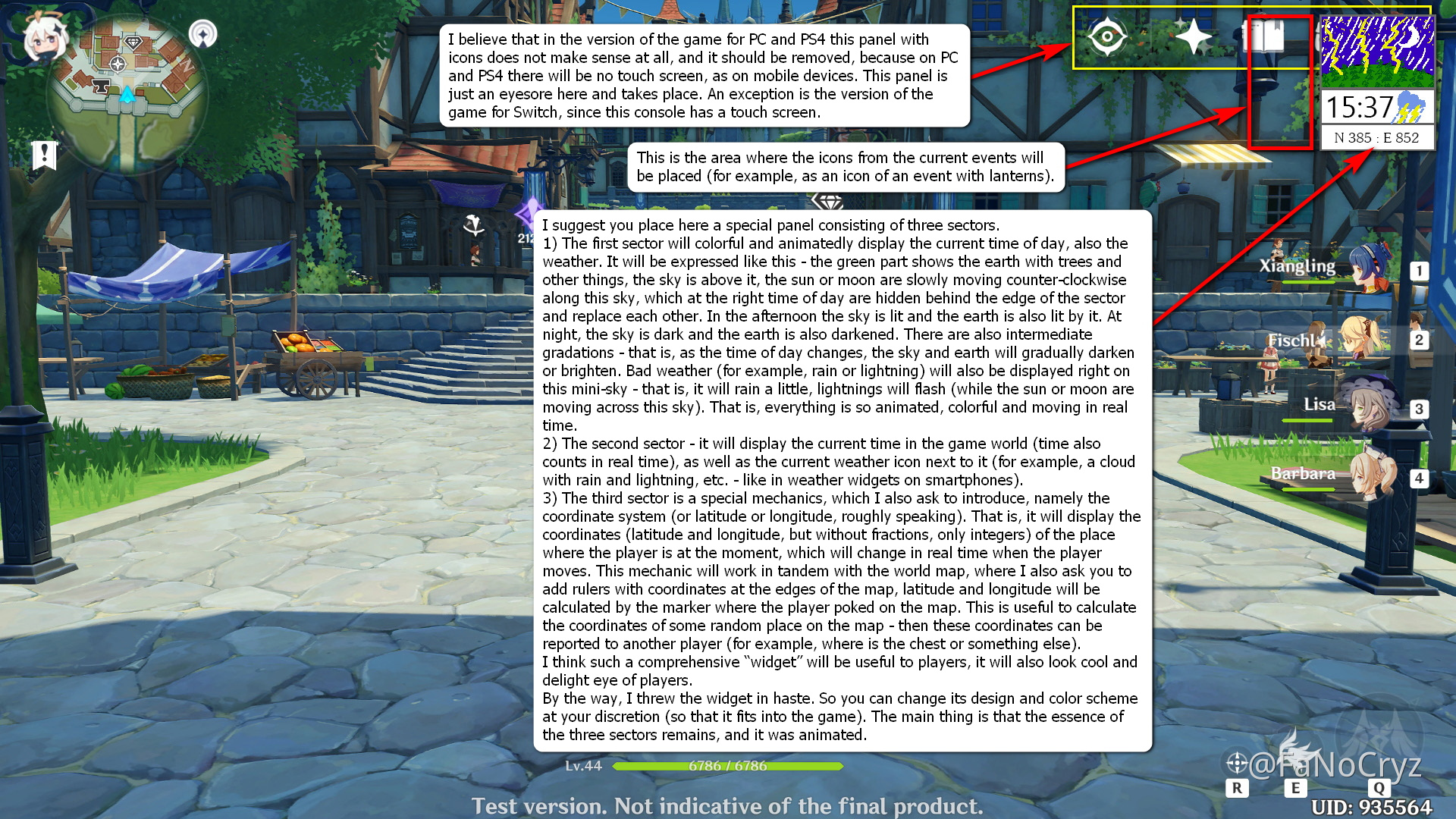SUGGESTIONS FOR THE IMPROVEMENT OF THE INTERFACE Genshin Impact | HoYoLAB