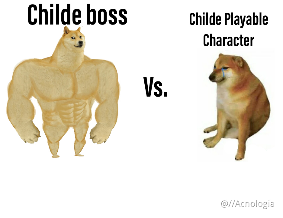 Defeating the weekly boss Childe using the playable character Childe ...