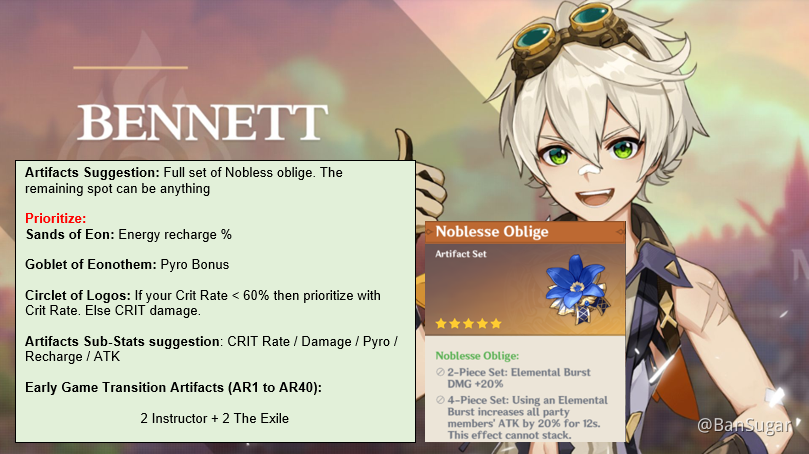 [Guide] Bennett Weapon/Artifacts Suggestions Genshin Impact | HoYoLAB
