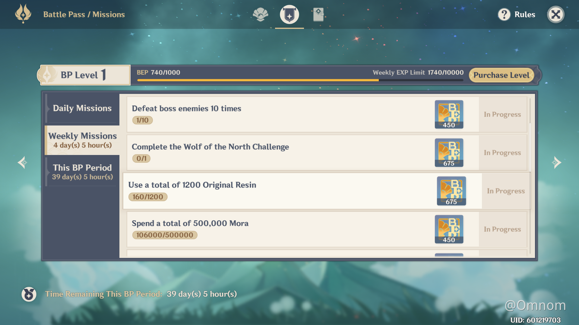 Weekly Mission task before update Genshin Impact | HoYoLAB