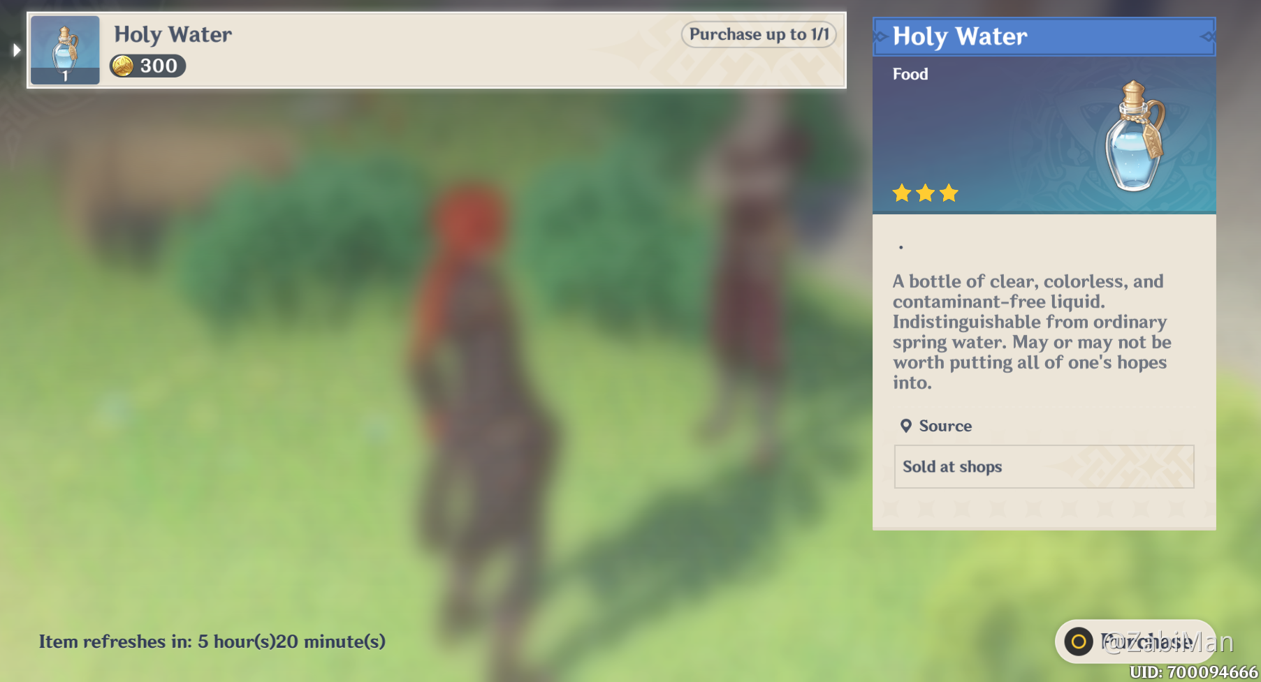 You know you can buy holy water (new item) ? Genshin Impact | HoYoLAB