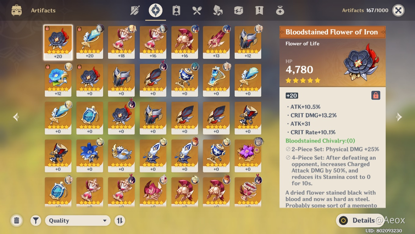 I got lucky to farm this Perfect Artifact Flower, before and after ...