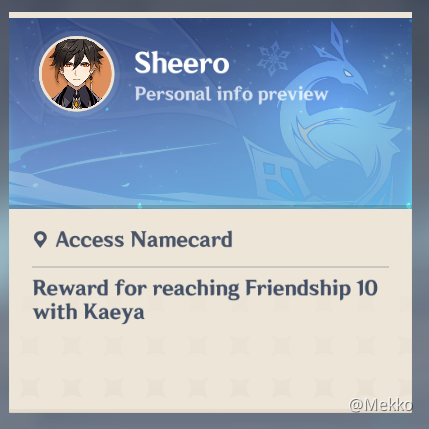 Reaching Friendship 10 with Kaeya (Namecard; Kaeya - Pavo Ocellus ...