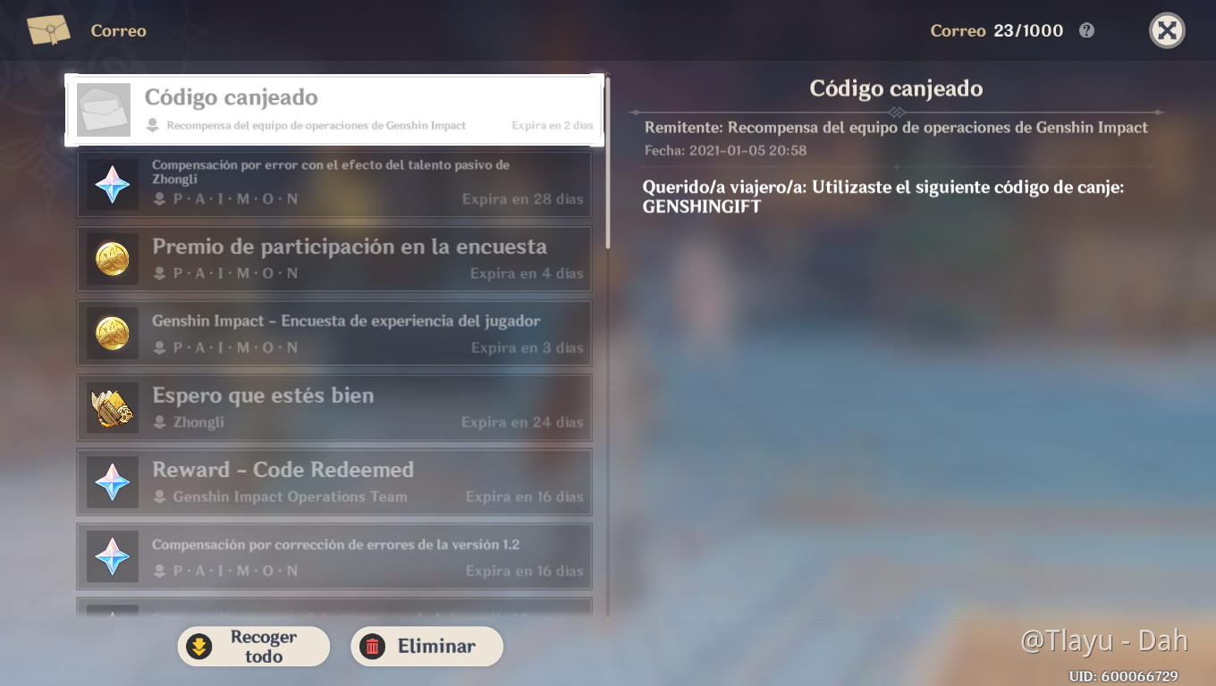 So, I used the GENSHINGIFT gift code, and got this. Genshin Impact ...