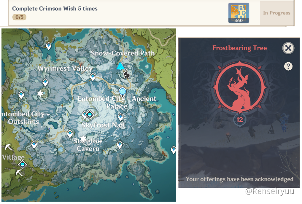 Change Crimson Wish Reward after maxing Frostbearing Tree Genshin ...