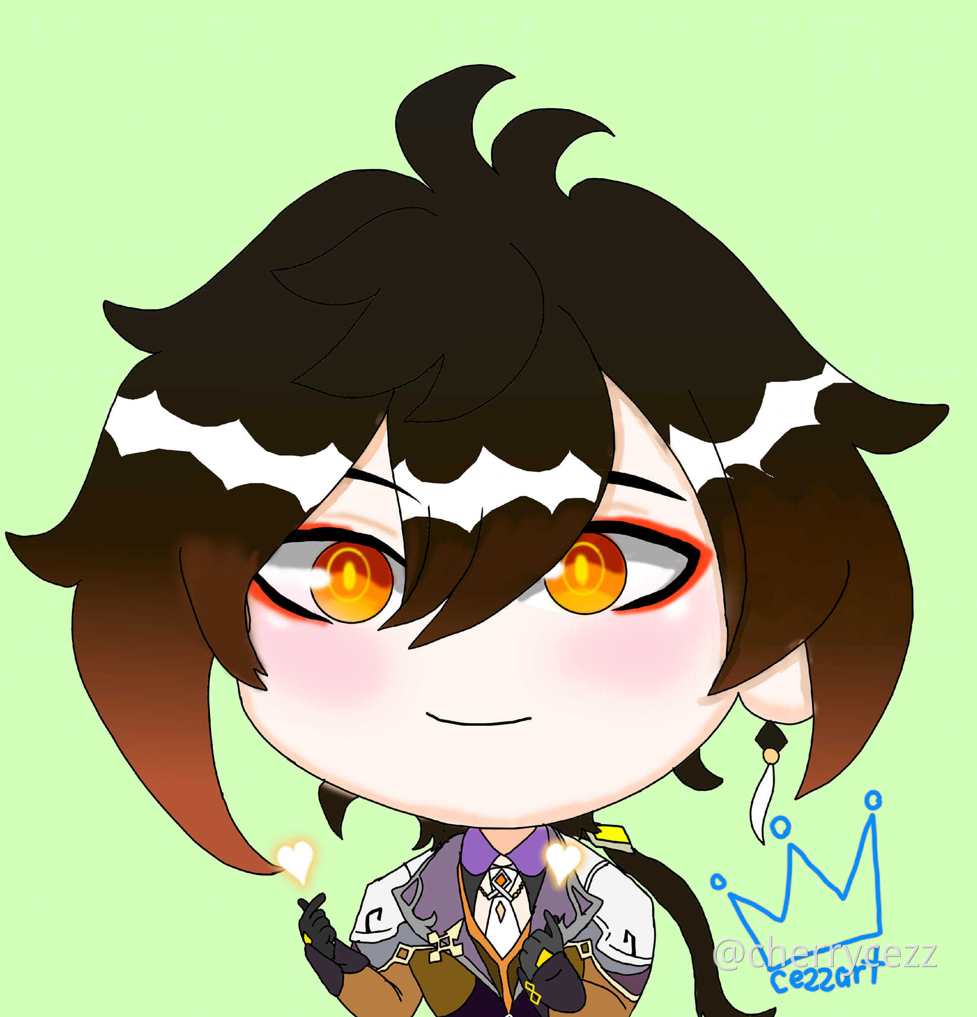 Zhongli rare smile and doing a korean heart pose Genshin Impact | HoYoLAB