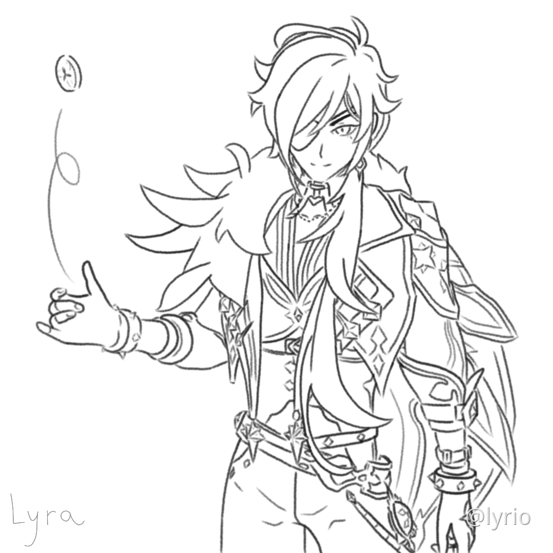 Lineart do Kaeya Genshin Impact | HoYoLAB