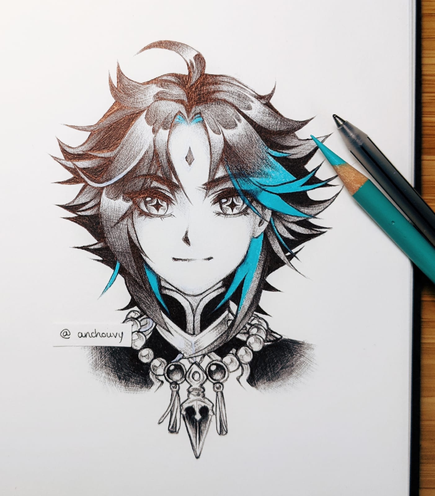 Xiao sketch - ballpoint pen Genshin Impact | HoYoLAB