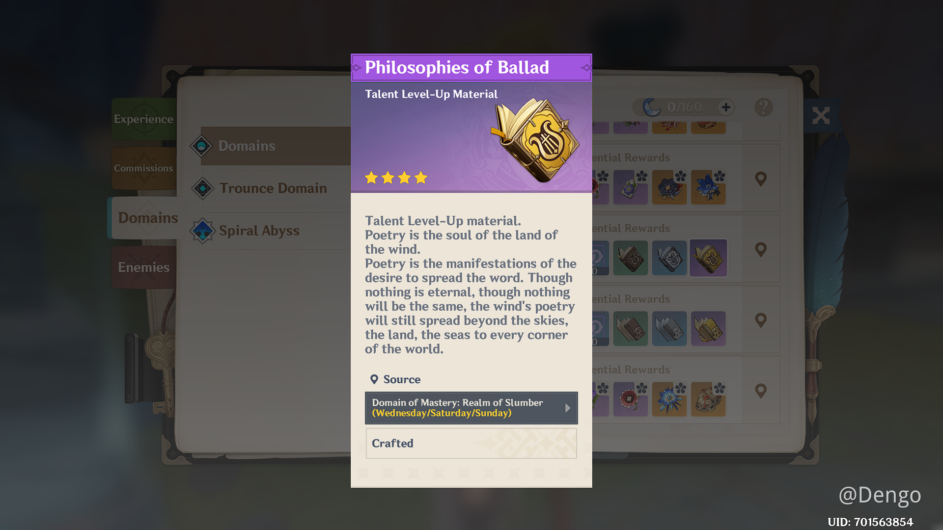 Materials not listed in Domains "book" Devs? Genshin Impact | HoYoLAB