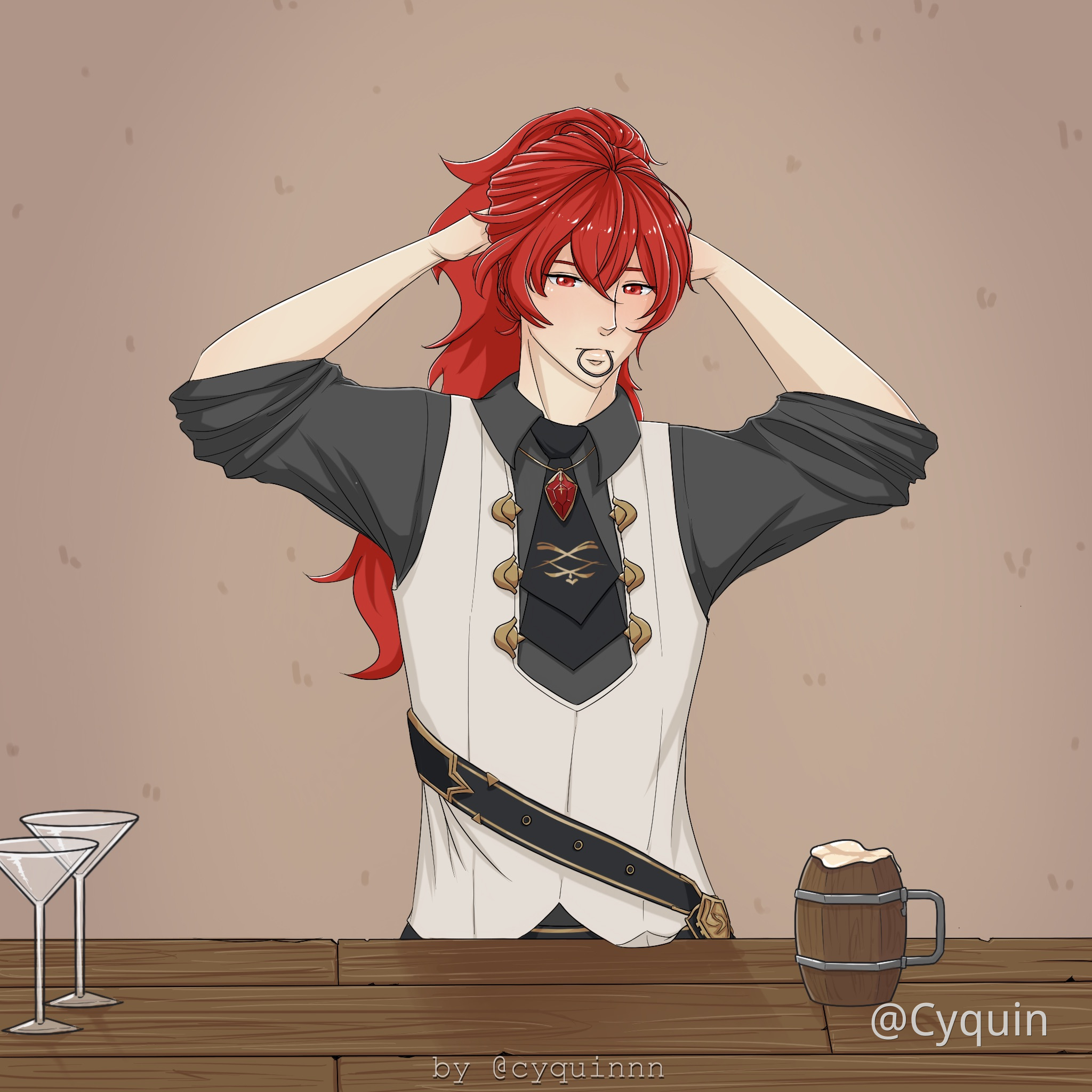 Ponytail Diluc Genshin Impact | HoYoLAB