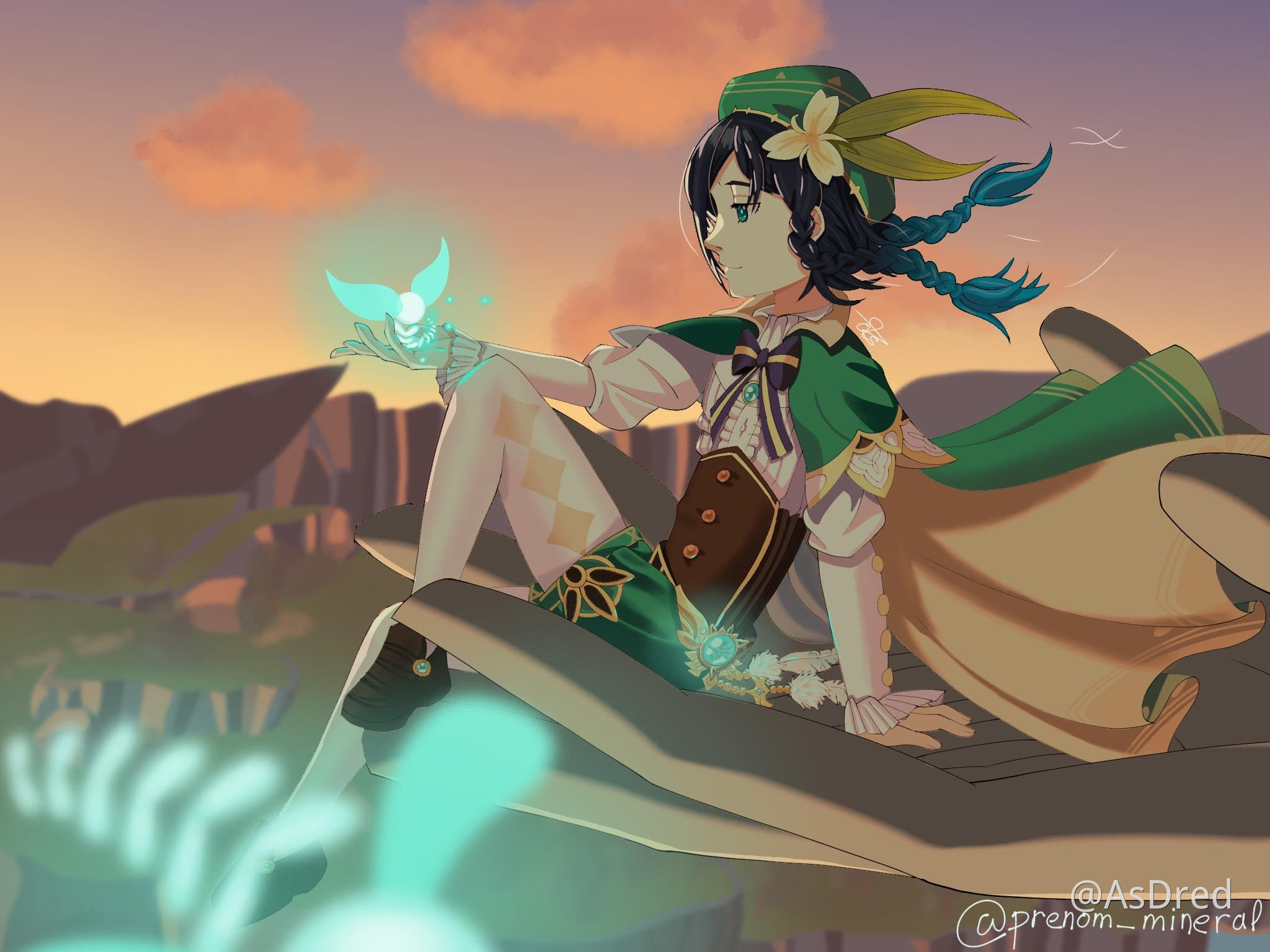 Lonely Venti sitting on his statue Genshin Impact | HoYoLAB
