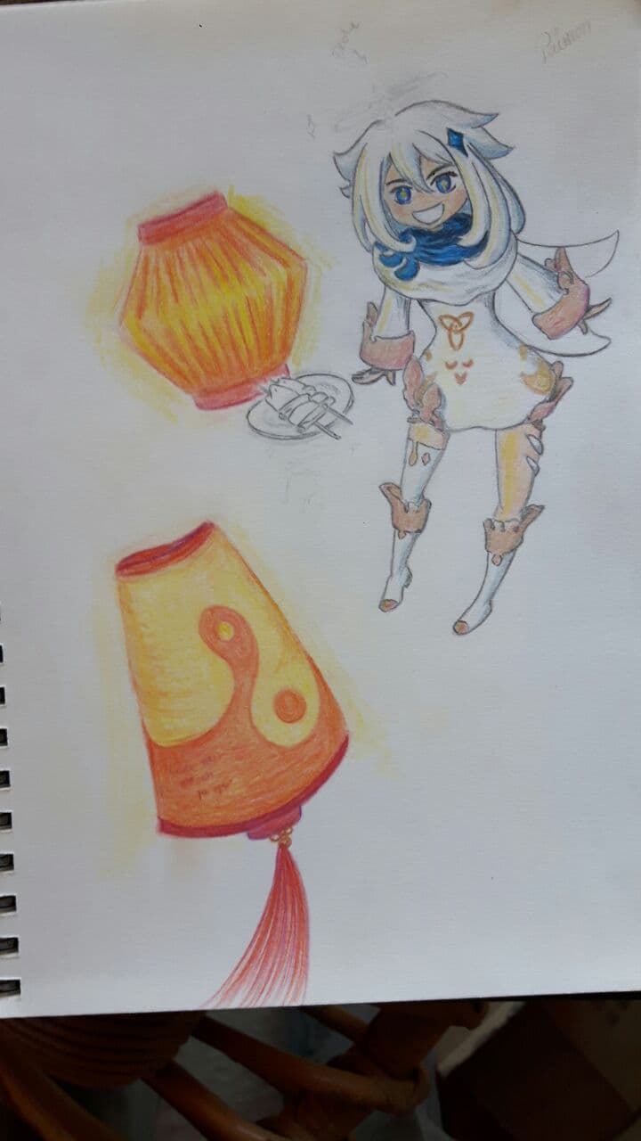 A Sea Of Lights - Paimon and her Grilled Tiger Fish Genshin Impact ...