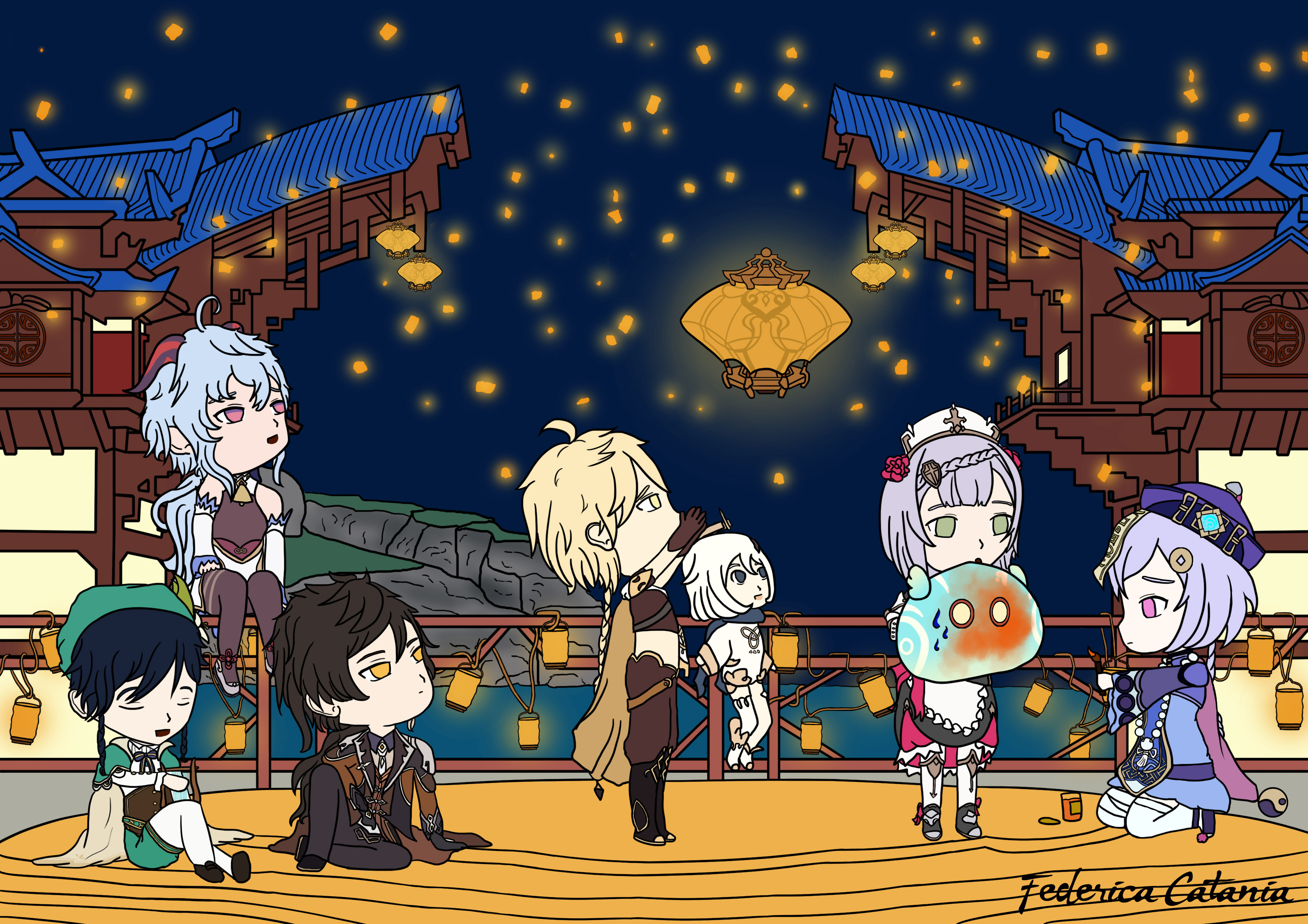 "A Sea of Lights" - the Liyue lanterns Genshin Impact | HoYoLAB