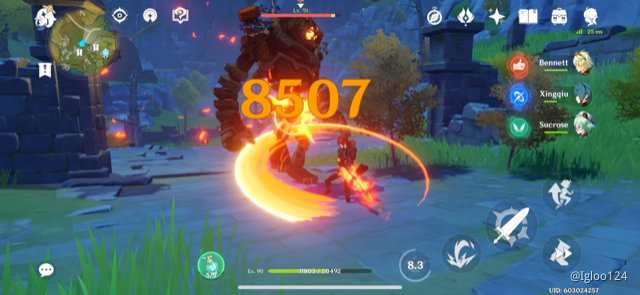 C2 Diluc AA and E skill (no reaction/buffs) lv8 talents, using r2 lv 90 ...