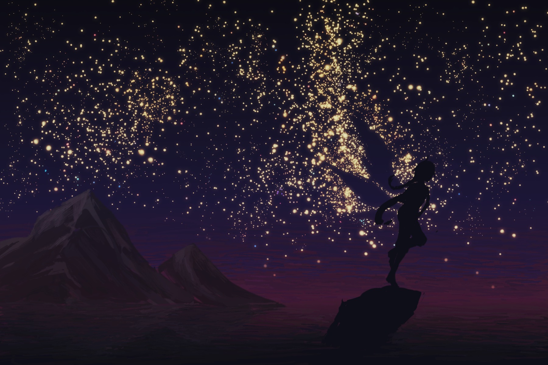 Aether and starry sky Genshin Impact | HoYoLAB