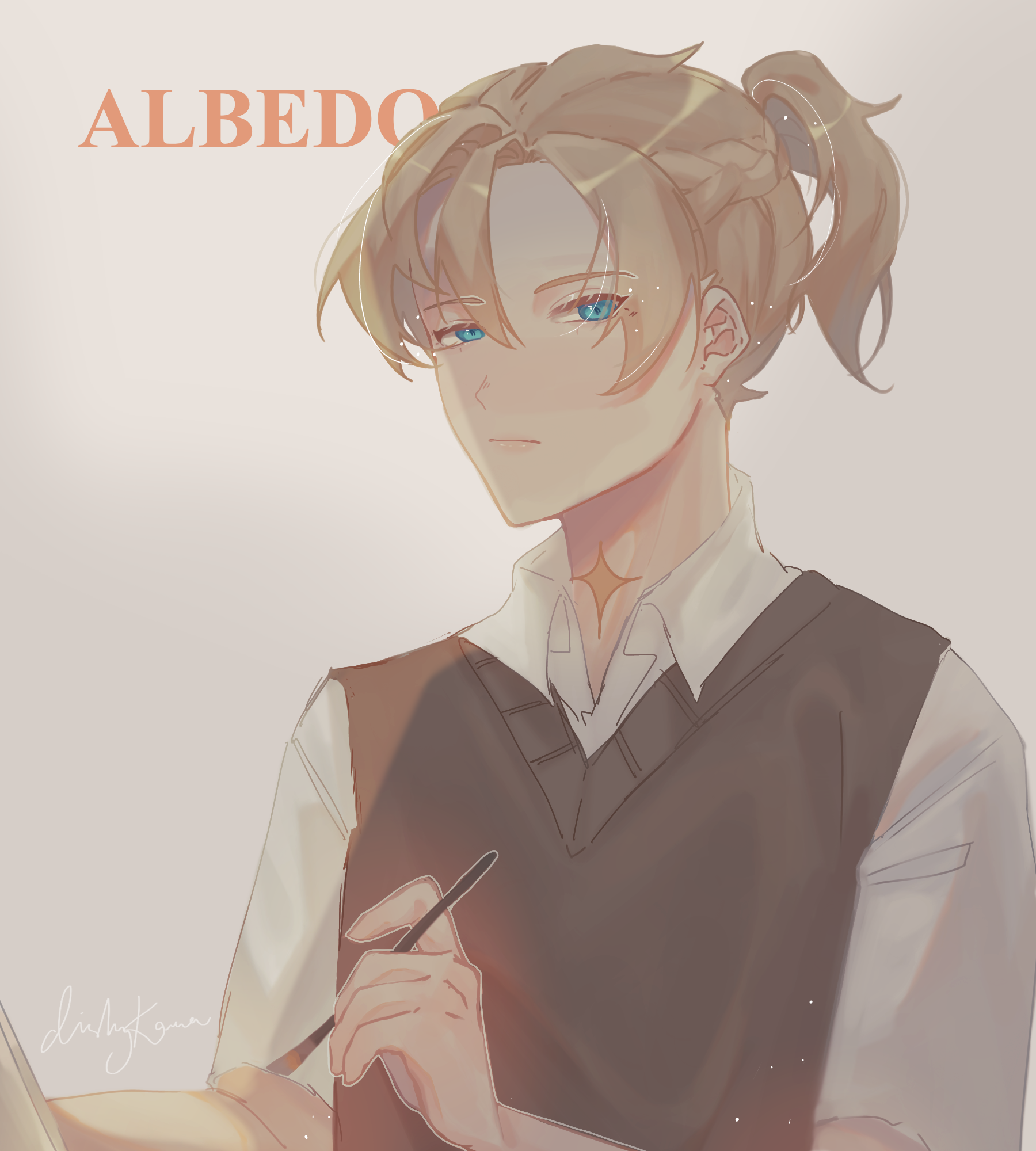 Albedo Modern Au -- but he has a ponytail Genshin Impact | HoYoLAB