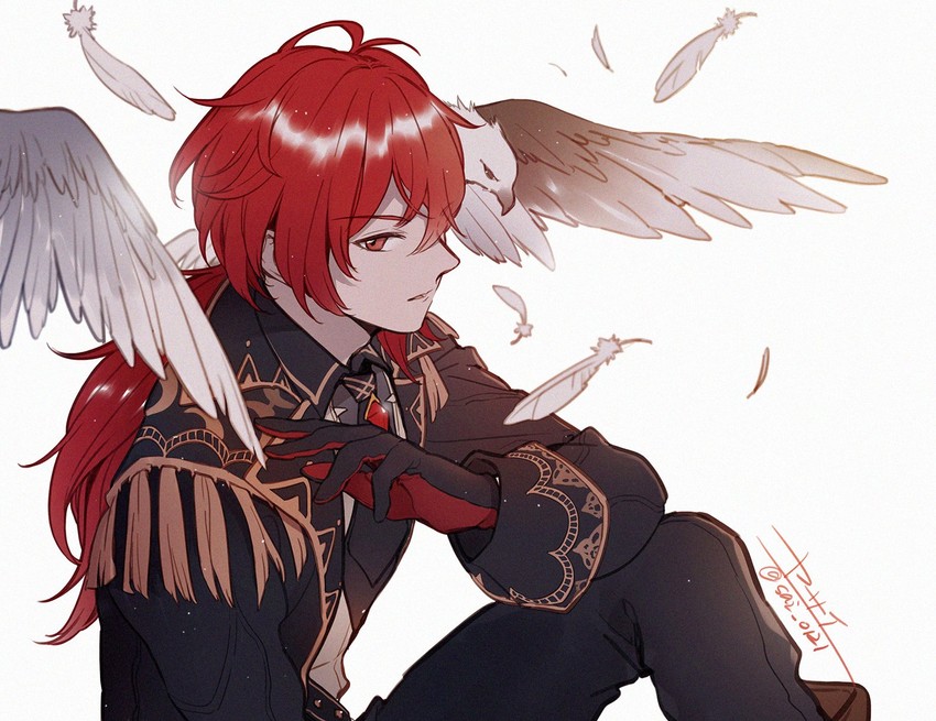 Diluc And His Bird Companion Genshin Impact | HoYoLAB