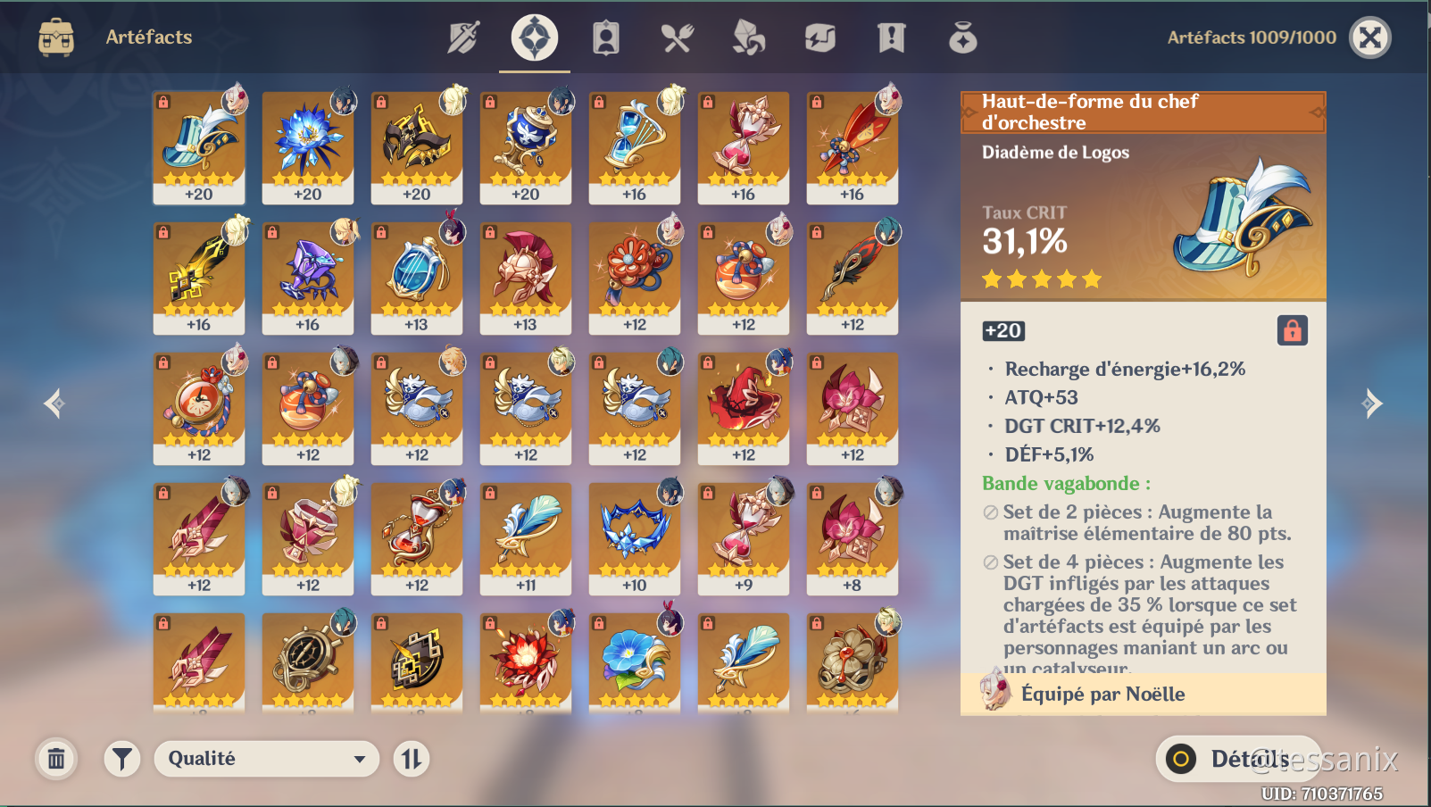 1009/1000 artefacts in inventory! Genshin Impact | HoYoLAB