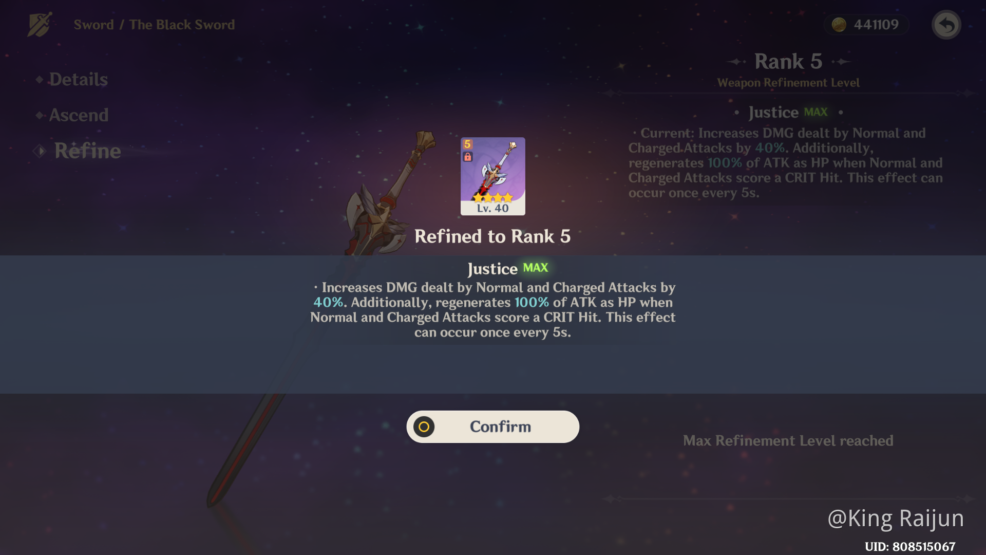 Completed R5 "The Black Sword" Genshin Impact | HoYoLAB