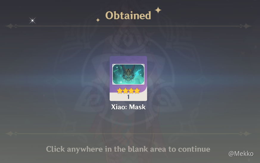 Reaching Friendship 10 with Xiao (Namecard; Xiao - Mask) Genshin Impact ...