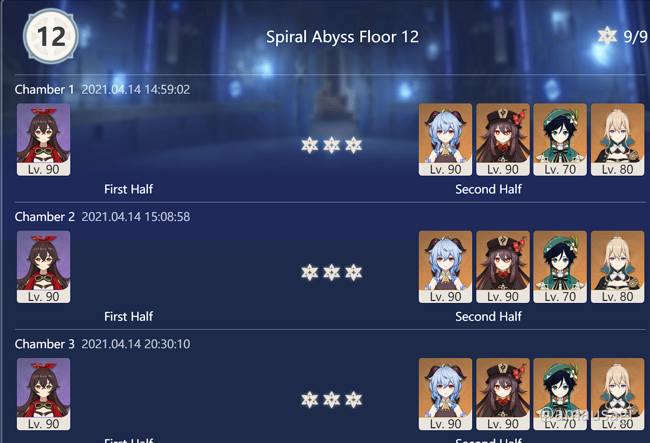 Amber solo First Spiral Abyss Floor 12 Perfect 9 Star Clear Genshin ...