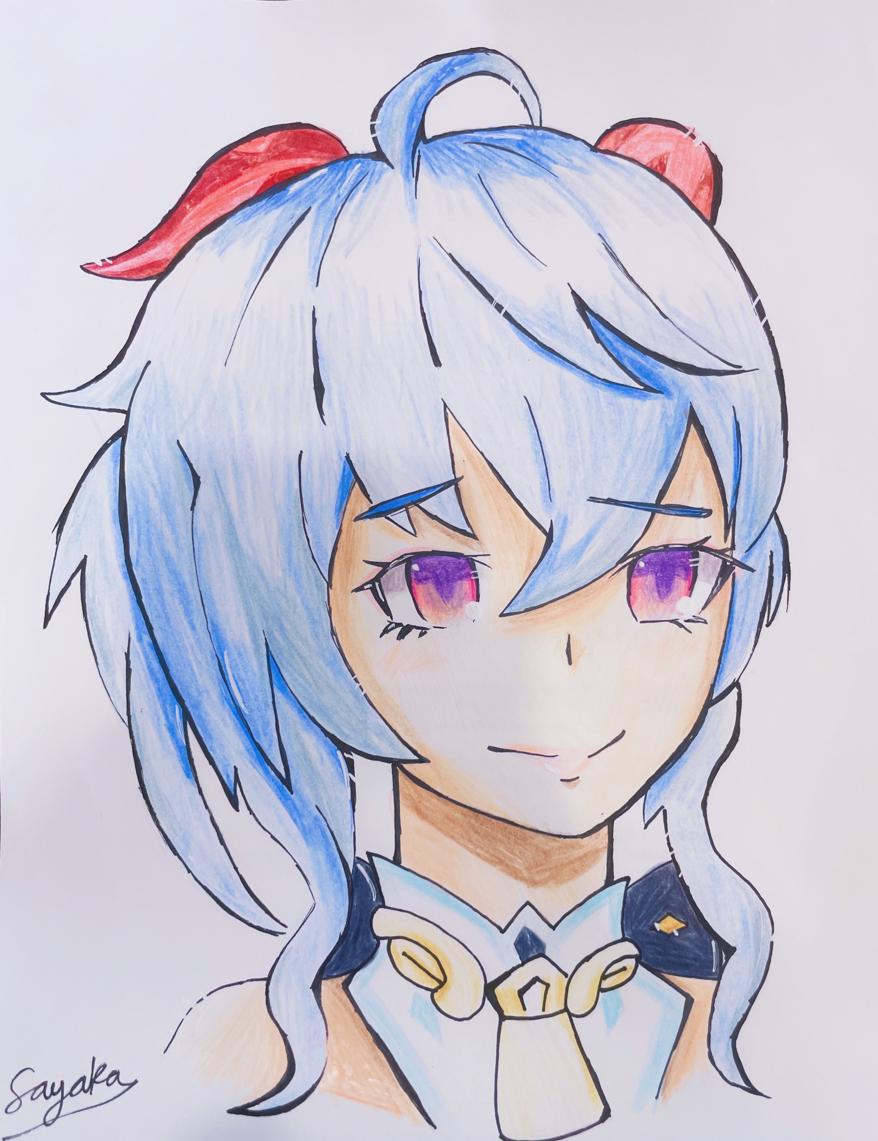 Ganyu but sharpie supremacy!! (traced drawing credits to mihoyo in-game ...