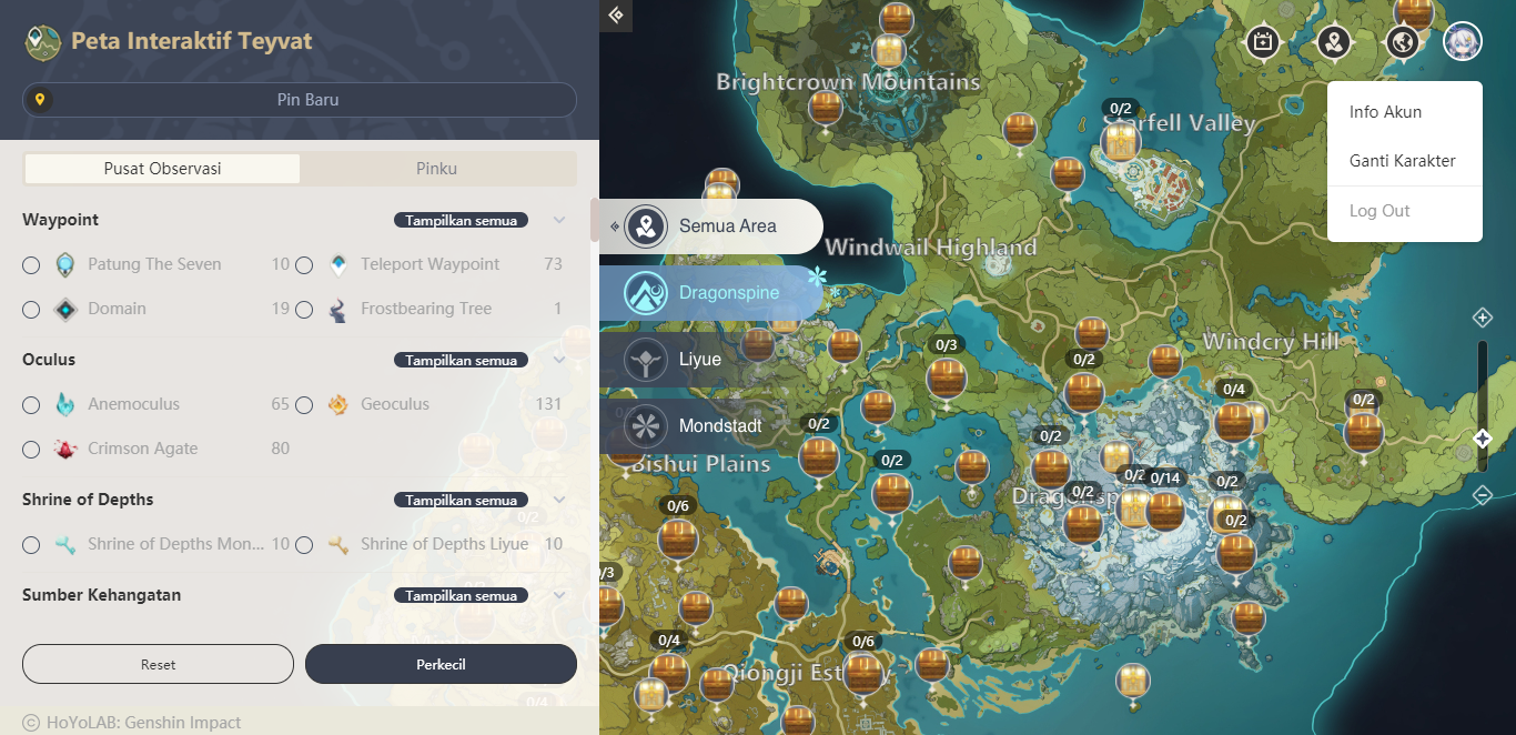 Peta Interaktif Tevyat Official Genshin Impact | HoYoLAB