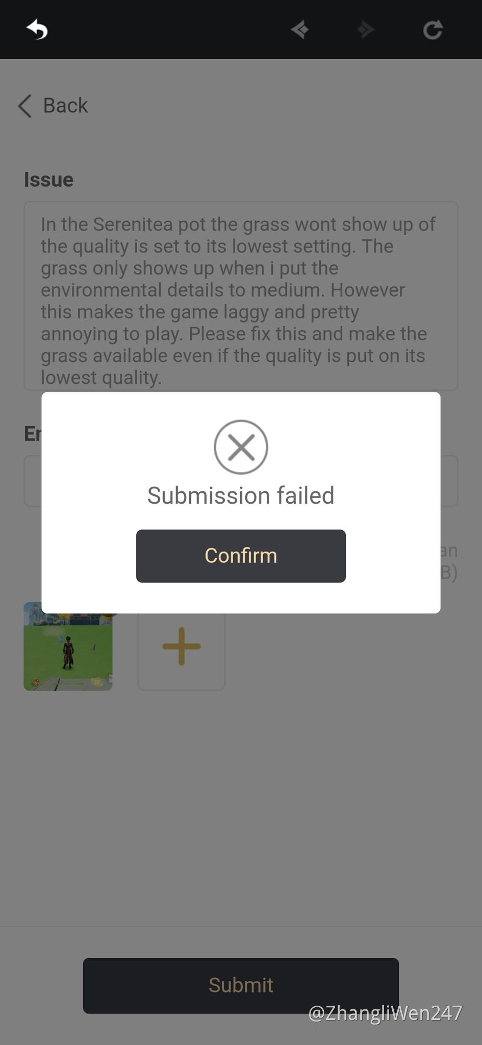 Why can't I submit feedback in game? Genshin Impact | HoYoLAB
