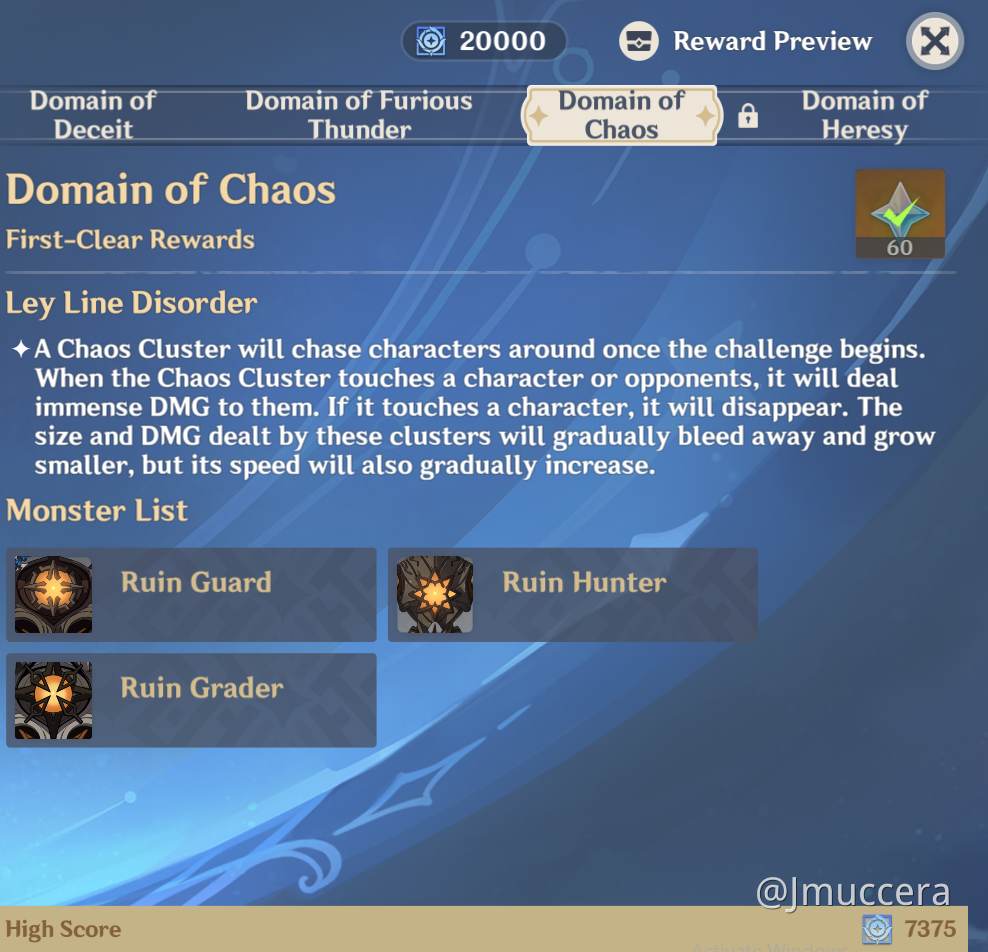 I'll be doing the fourth Domain on easy with no debuffs, that's for ...