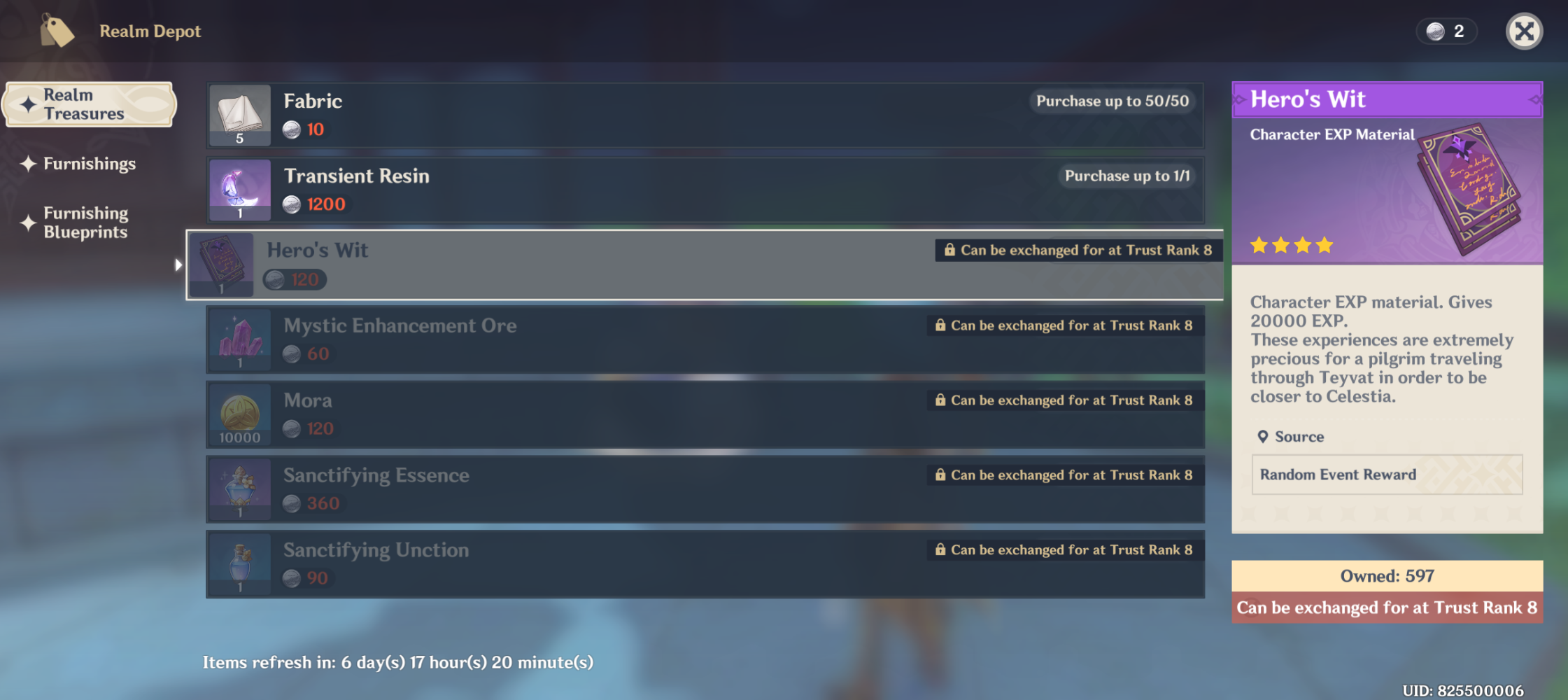 [Milestone] Trust Rank 6 in less than 13 days (Transient Resin Unlocked ...