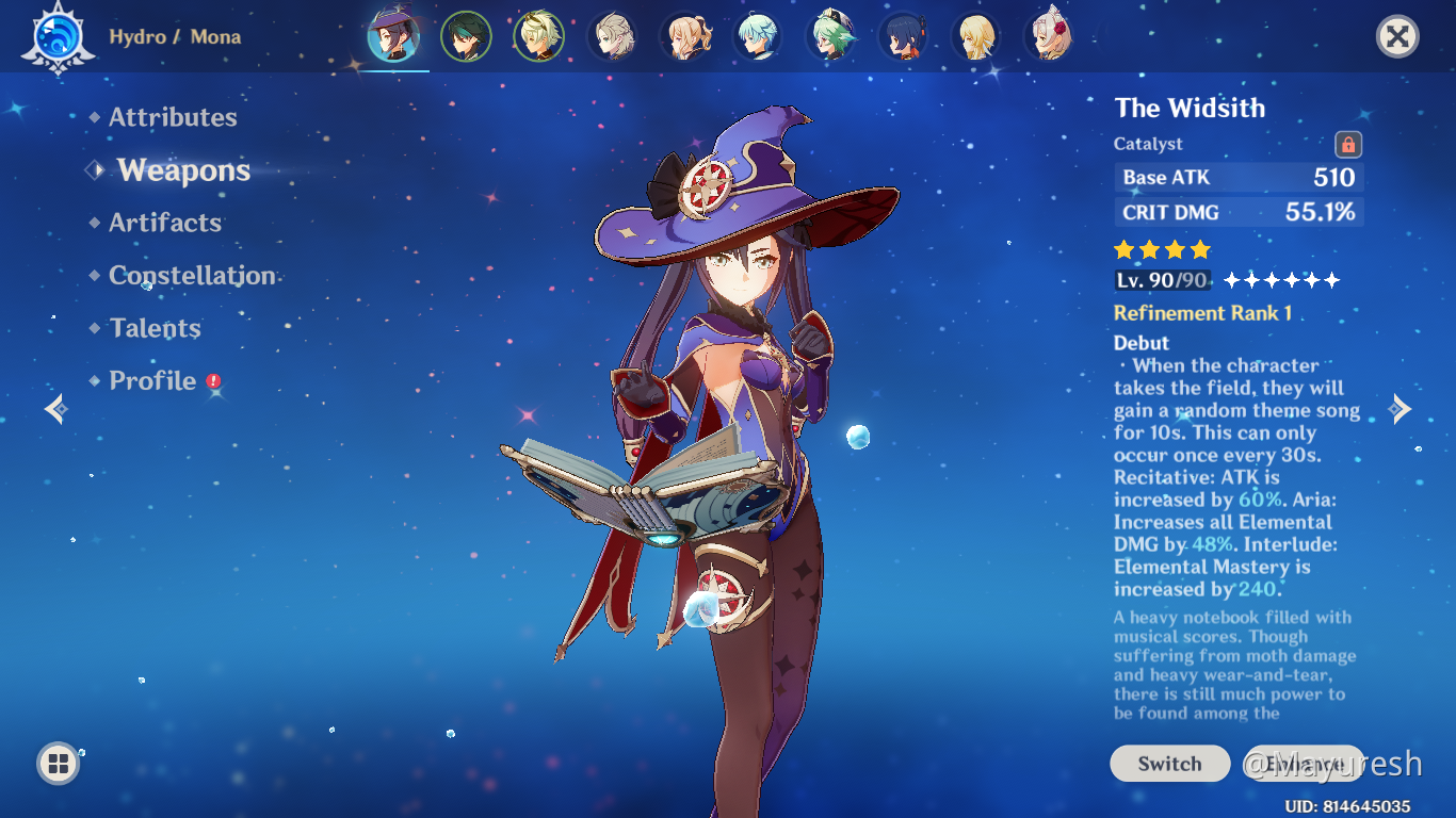 So many of you asked for mona build, secert for 300k crit so here it is ...