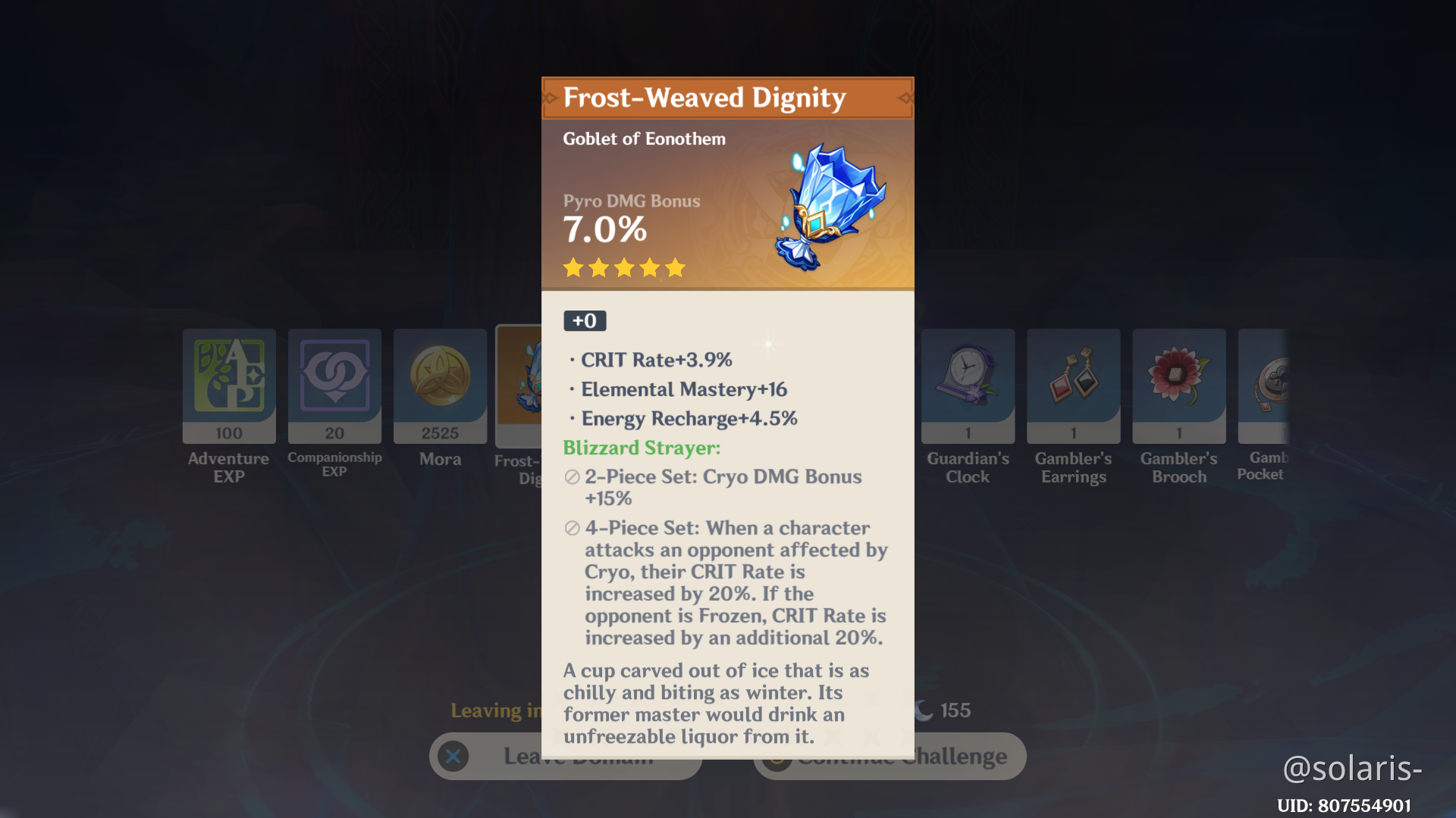 "god" roll main stat ...