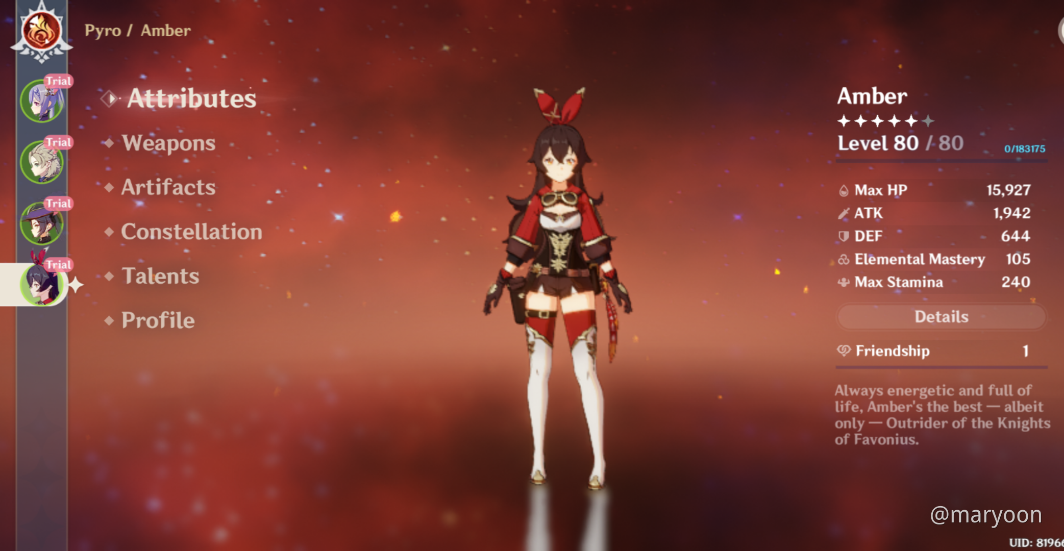 I wanted to use a level 80 Amber Genshin Impact | HoYoLAB
