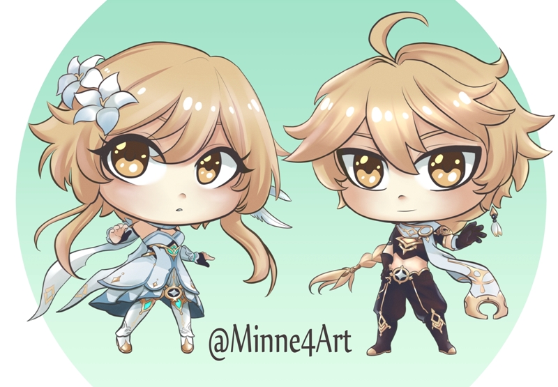 Chibi Aether and Lumine Genshin Impact | HoYoLAB
