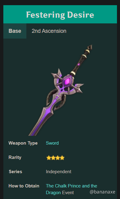 Suggestion | Bring back event only obtainable weapons? Festering Desire ...