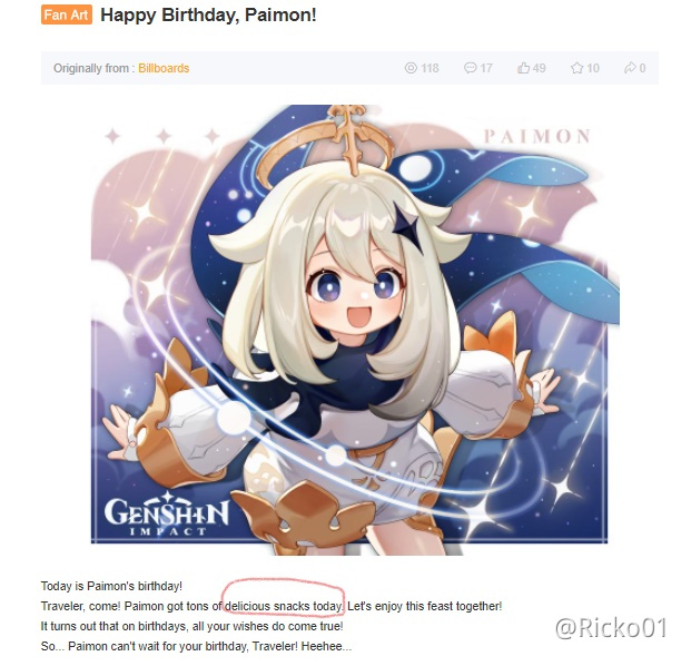 HAPPY BIRTHDAY PAIMON!!!!!!! SO WHERE THE SNACKS??? Genshin Impact ...